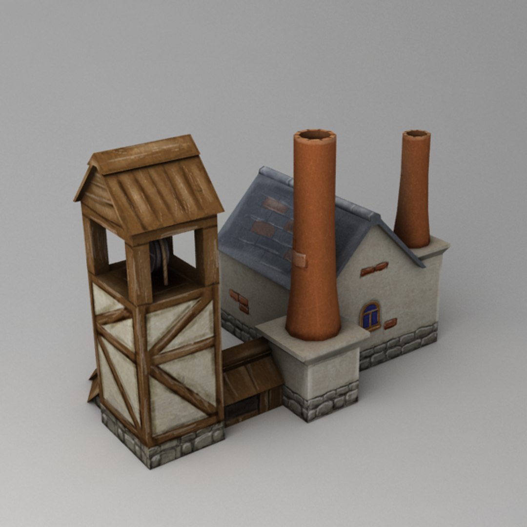 3d cartoon ore foundry model