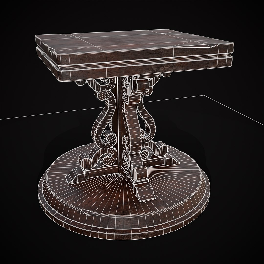 Medieval Mahogany Antique Square Table 3D Model - TurboSquid 1984830
