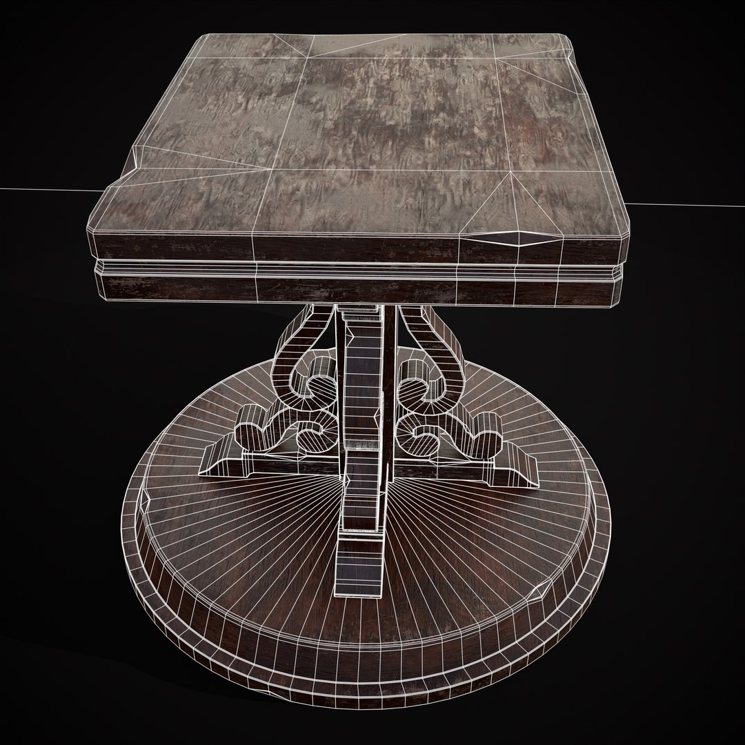 Medieval Mahogany Antique Square Table 3D Model - TurboSquid 1984830