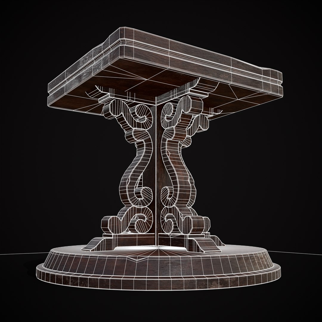 Medieval Mahogany Antique Square Table 3D Model - TurboSquid 1984830