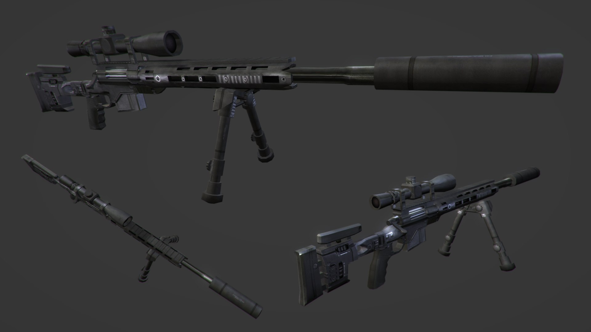 3d silenced sniper rifle model