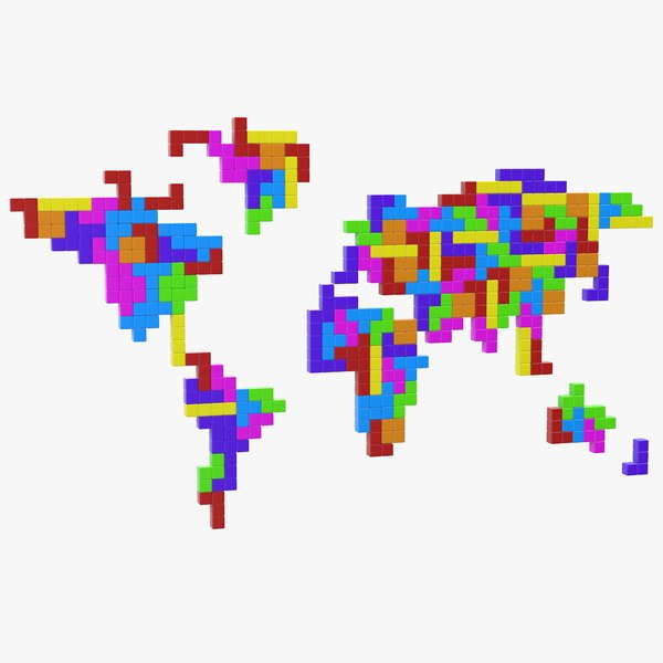 modelo 3d Mapa mundial de bloques de Tetris - TurboSquid 1545755