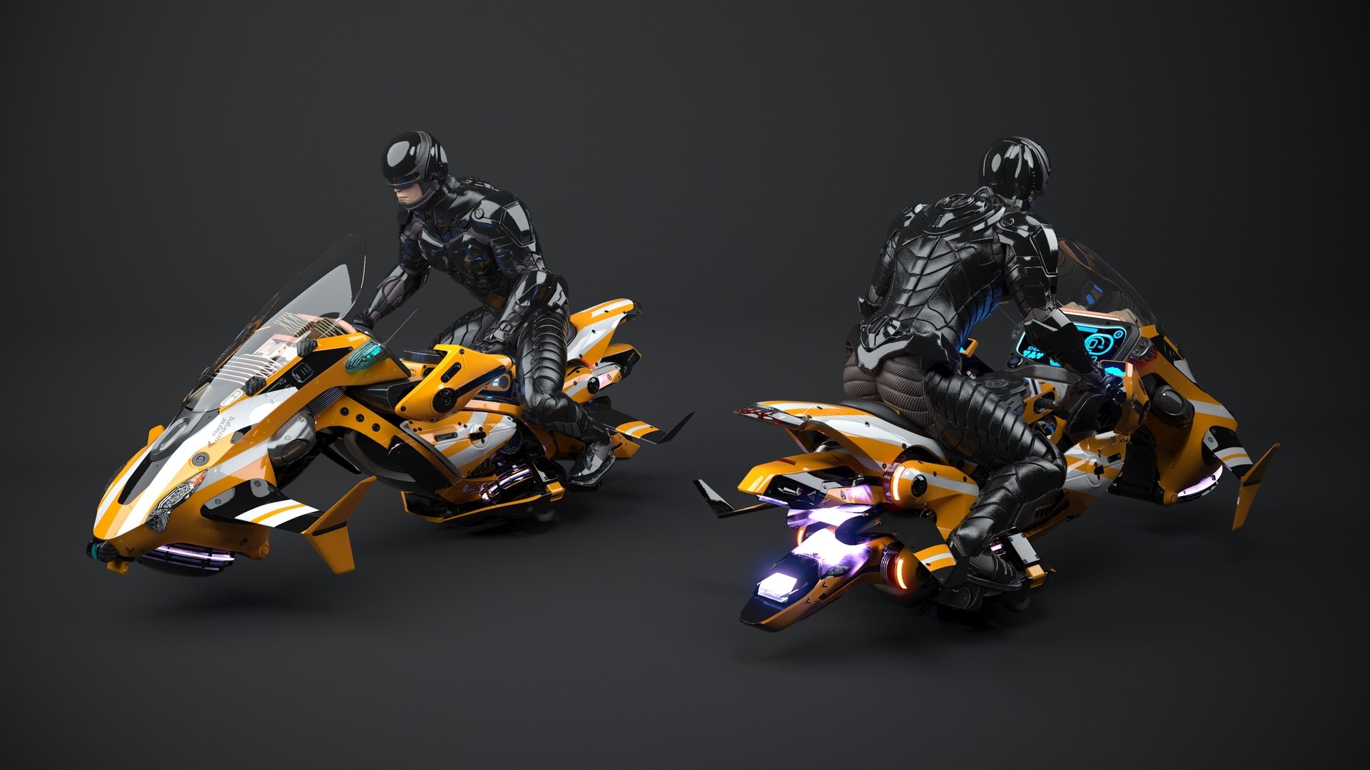 Futuristic Soldier On Flying Motorcycle 3D Model - TurboSquid 2255005