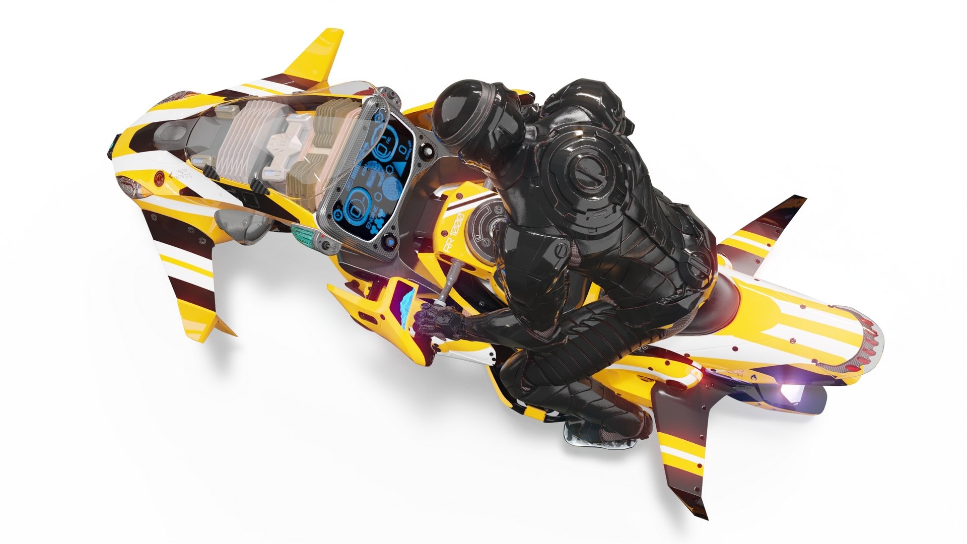 Futuristic Soldier On Flying Motorcycle 3D Model - TurboSquid 2255005