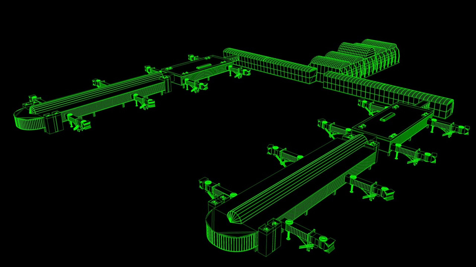 3d model airport bridges terminal