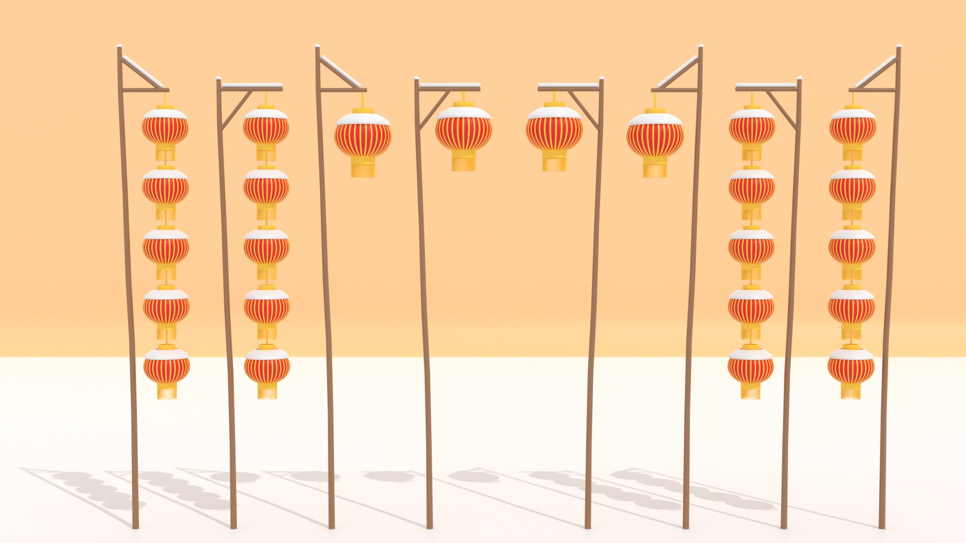 3D Chinese Tall Paper Lantern With Snow Model - TurboSquid 2022174