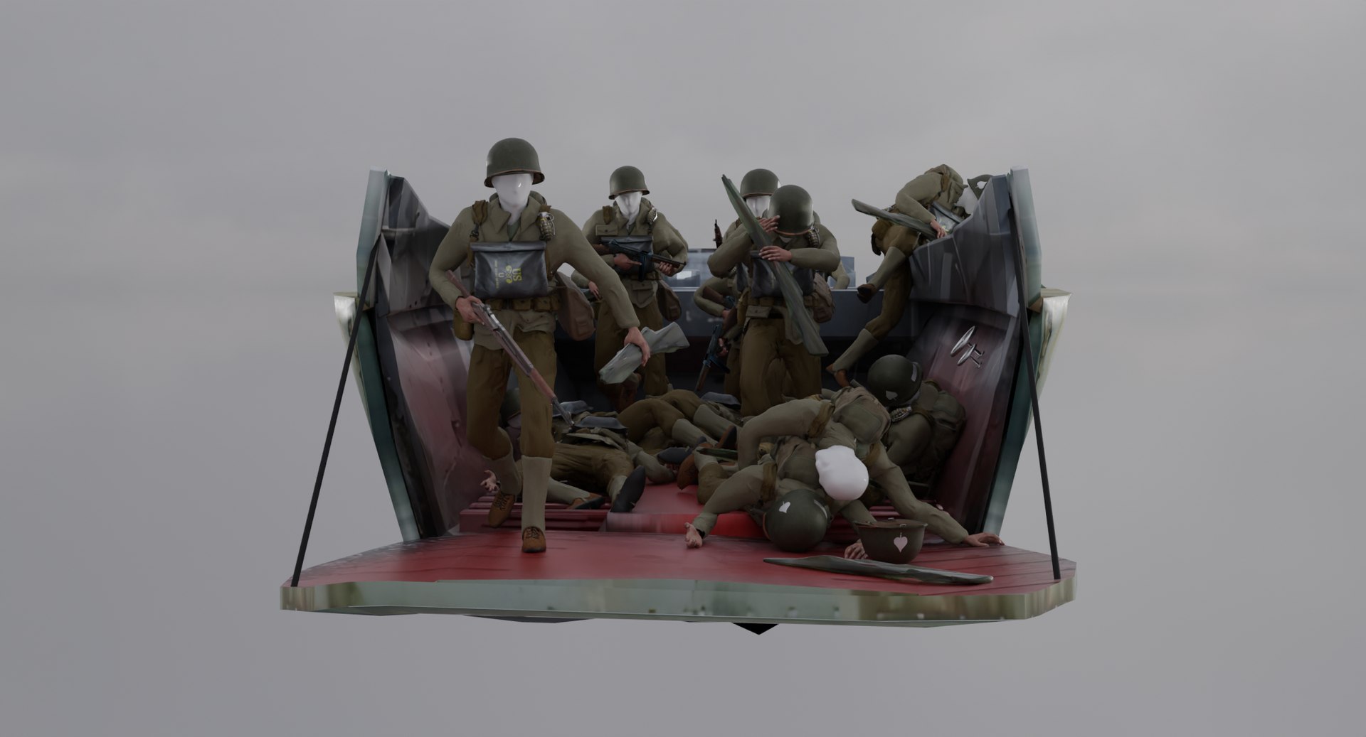 3D D-Day Landing Craft With Soldiers - TurboSquid 2104976