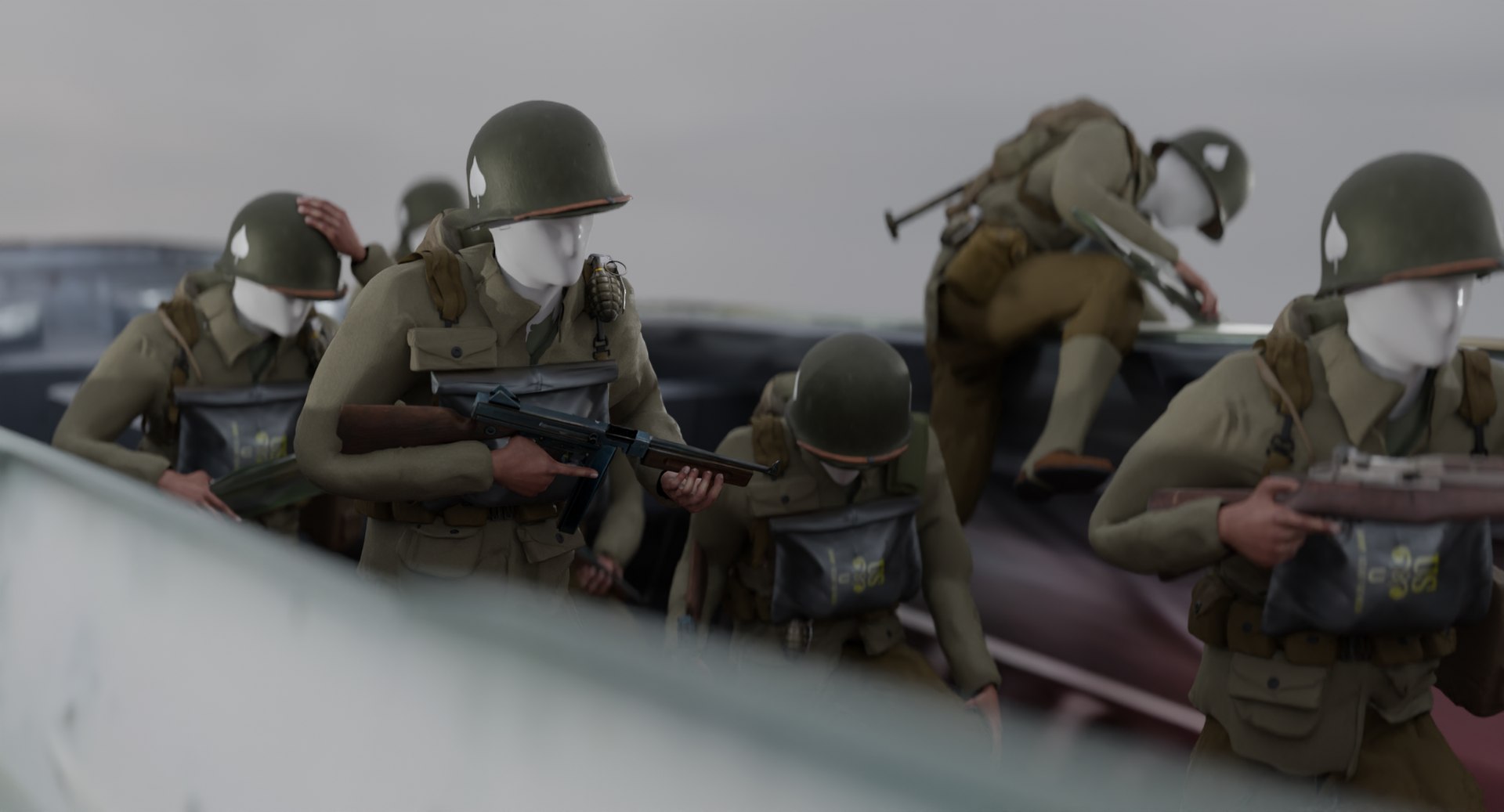 3D D-Day Landing Craft With Soldiers - TurboSquid 2104976