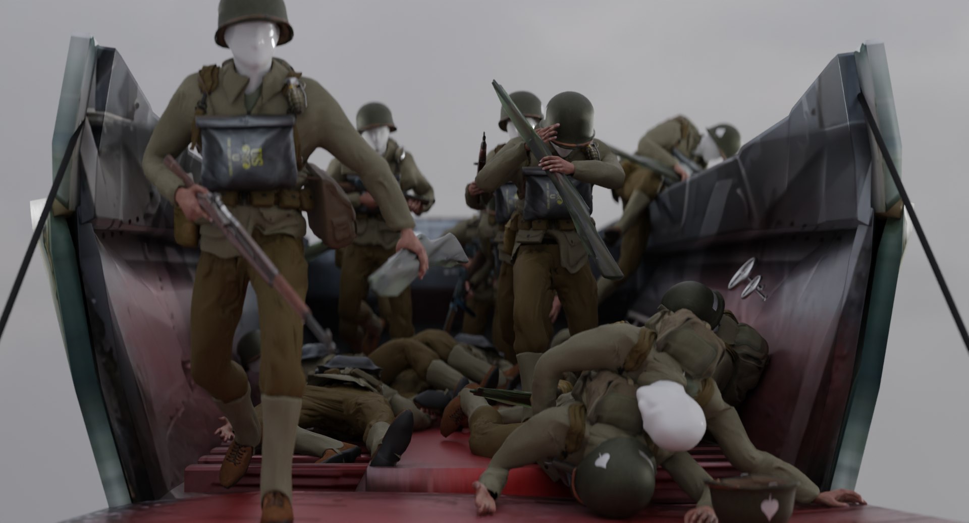 3D D-Day Landing Craft With Soldiers - TurboSquid 2104976