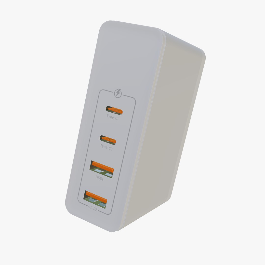 4 USB Power Adapter EU White 3D - TurboSquid 2321269