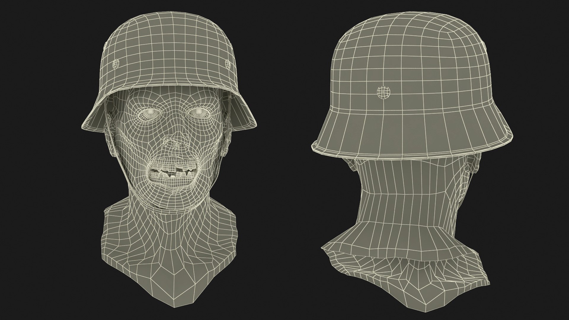 3D Model Zombie Nazi Head - TurboSquid 2381831