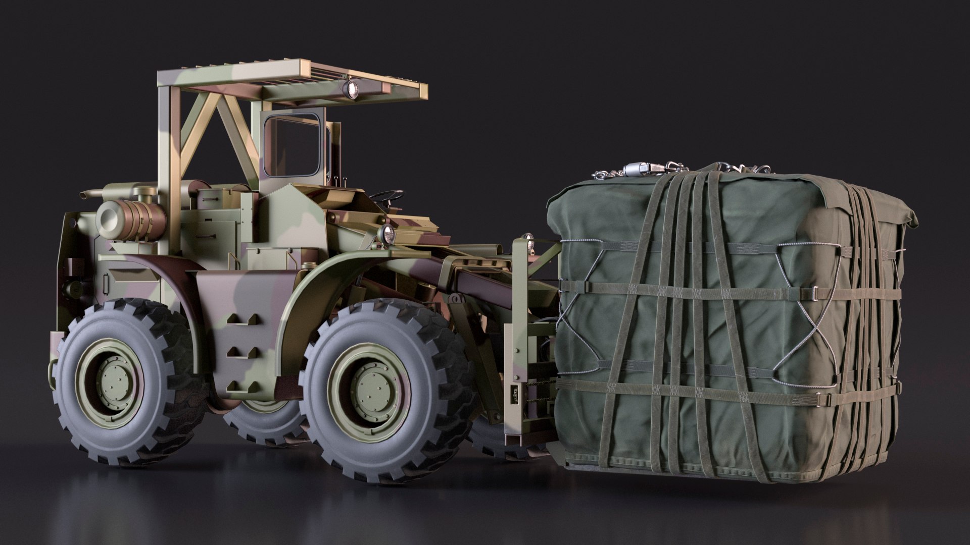 Military Forklift With Cargo Model - TurboSquid 2366380
