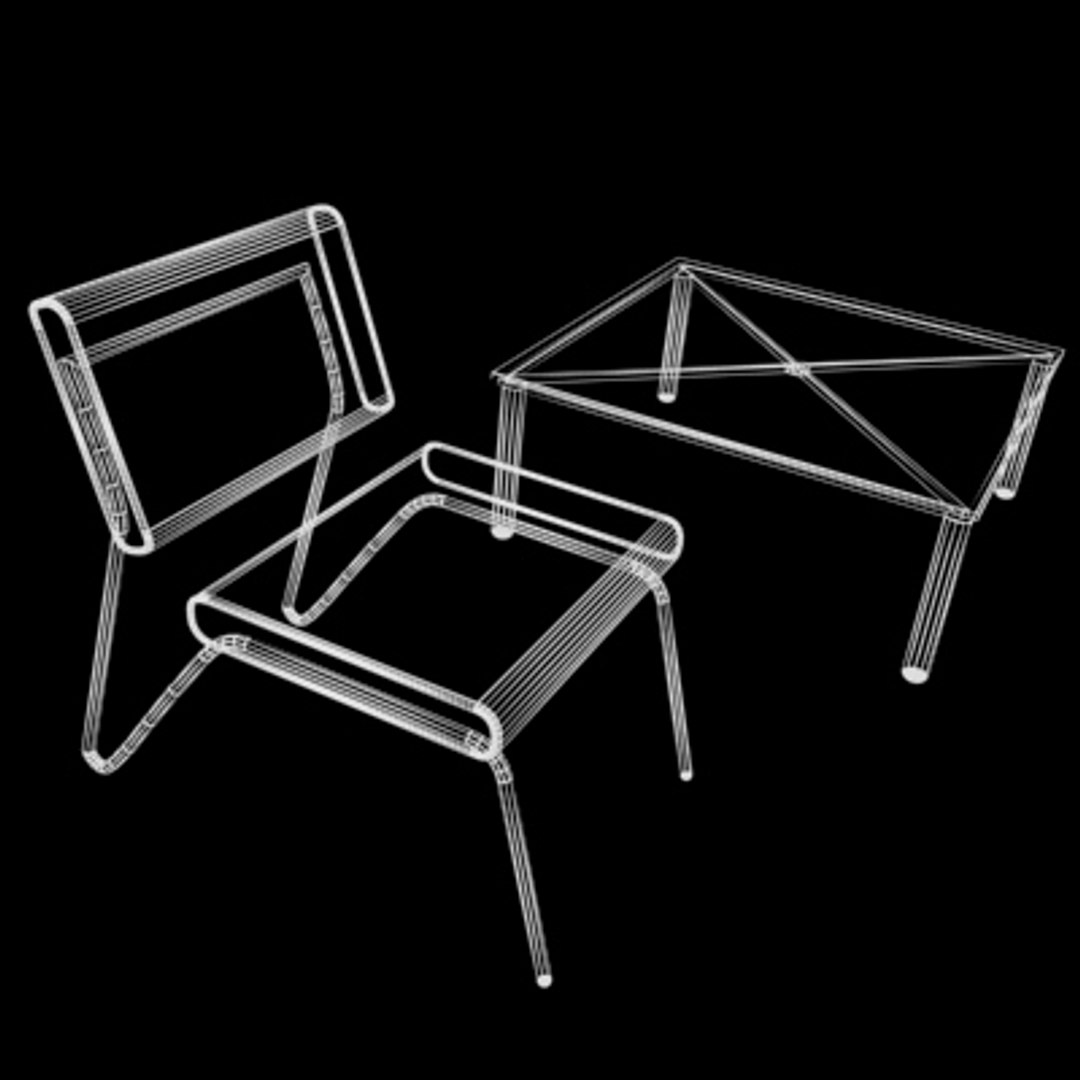 free airport table chair set 3d model
