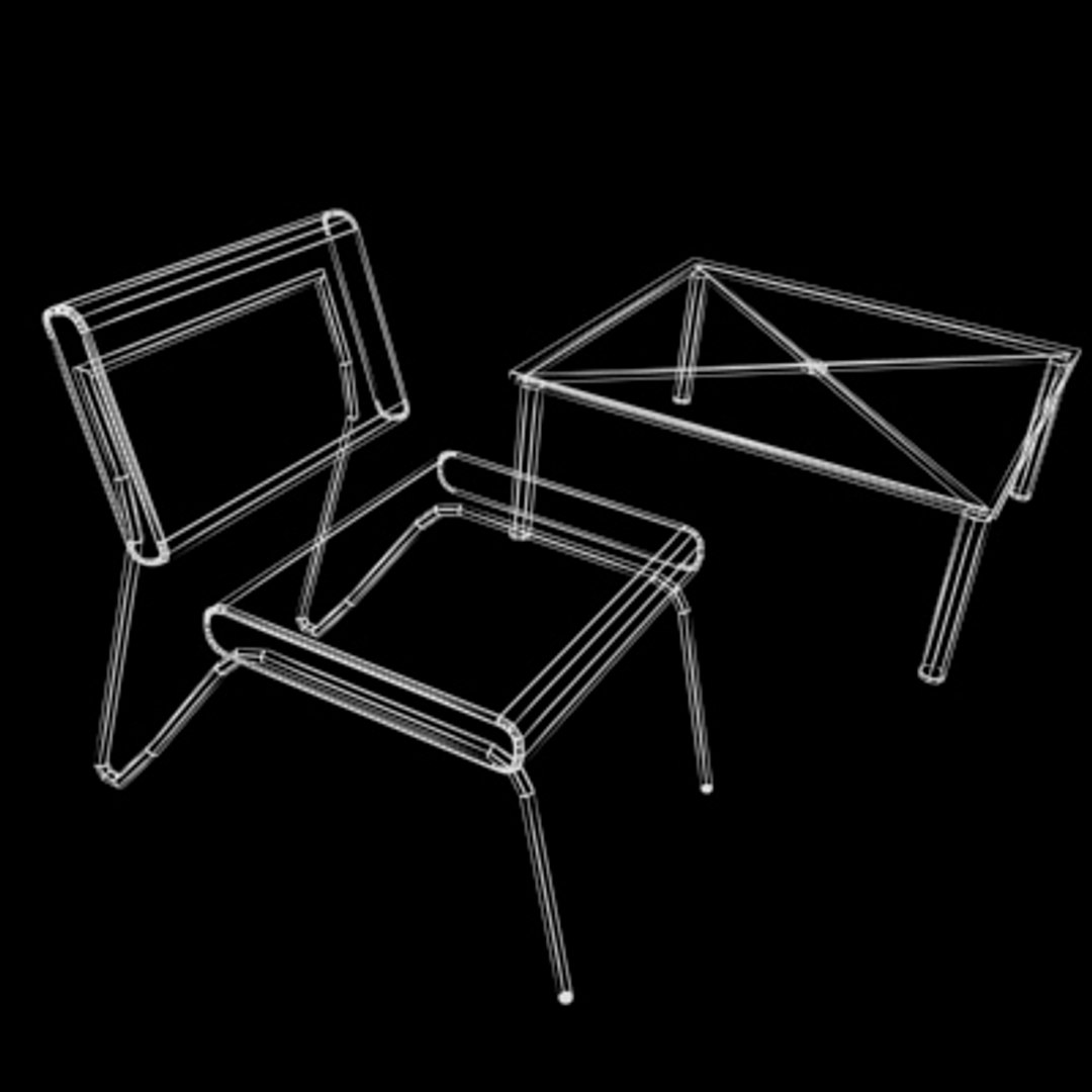 free airport table chair set 3d model