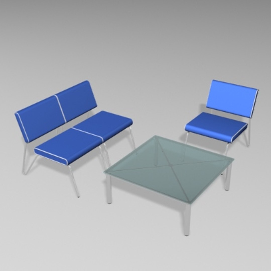 free airport table chair set 3d model