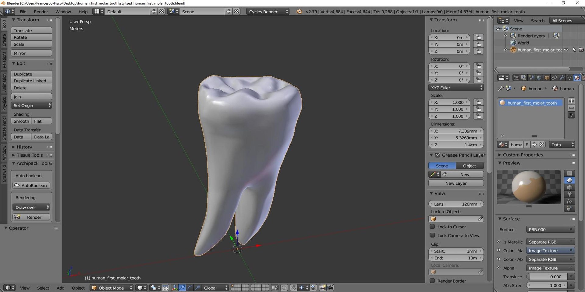 Stylized Human Molar 3D - TurboSquid 1367336