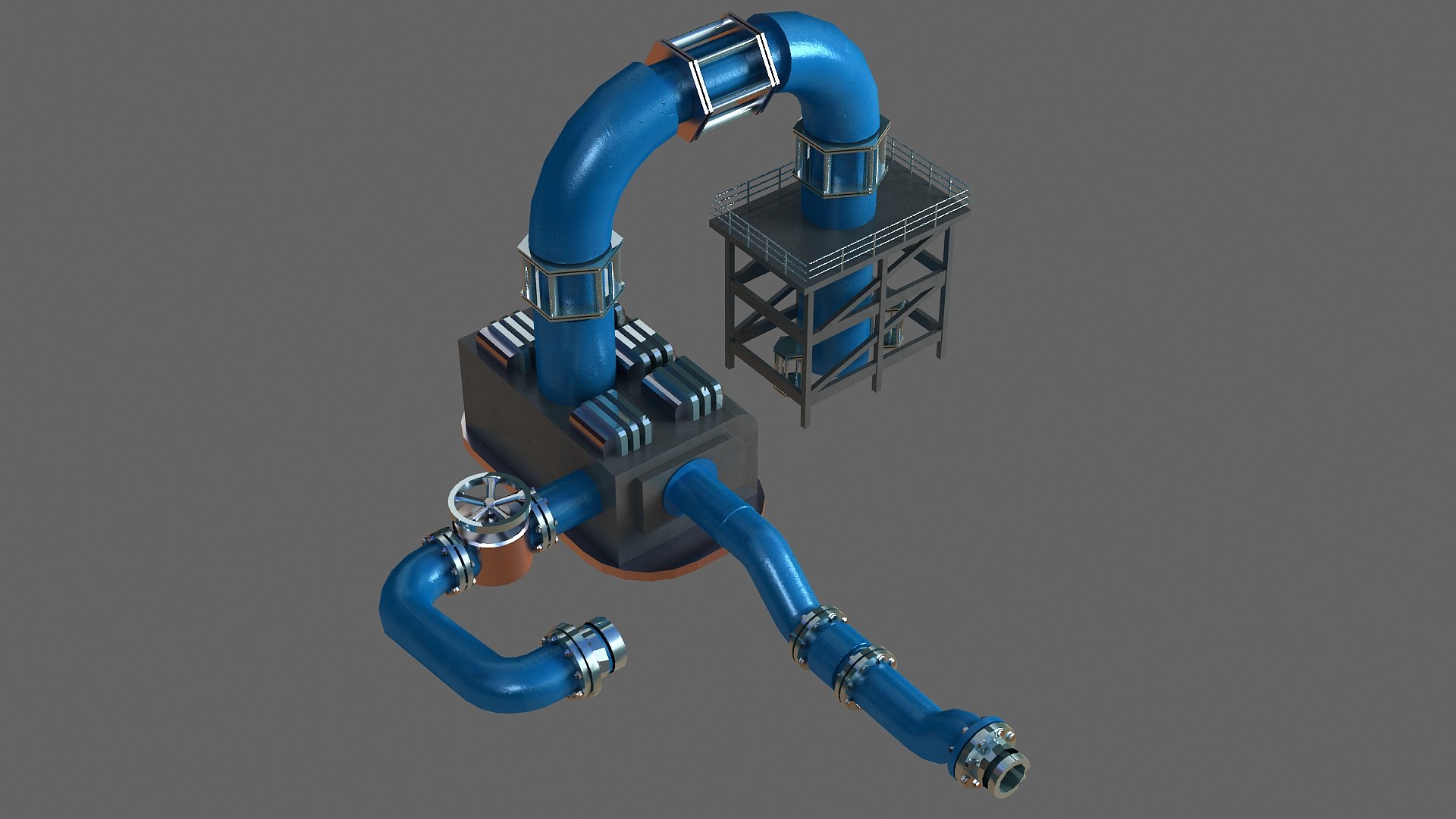 Realistic Industrial pipes pipe tube tubes iron metal Valve plumb 3D ...