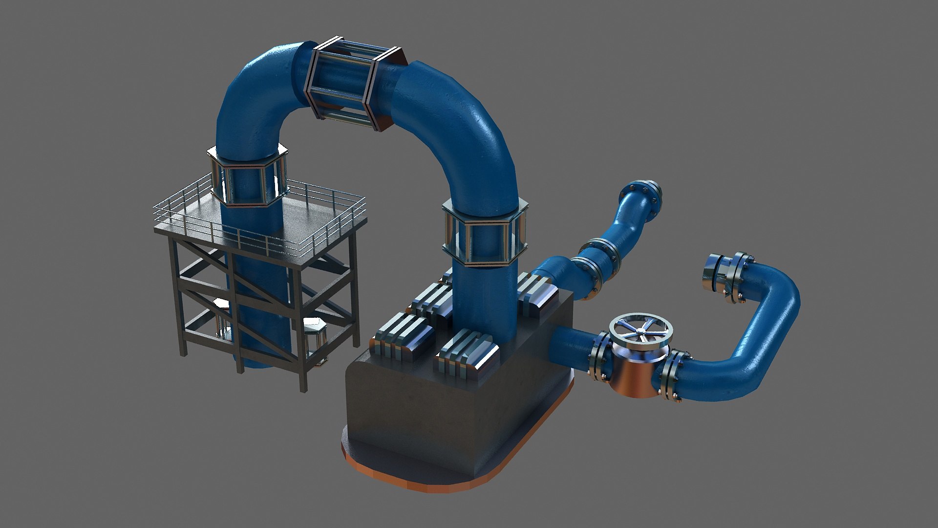 Realistic Industrial pipes pipe tube tubes iron metal Valve plumb 3D ...