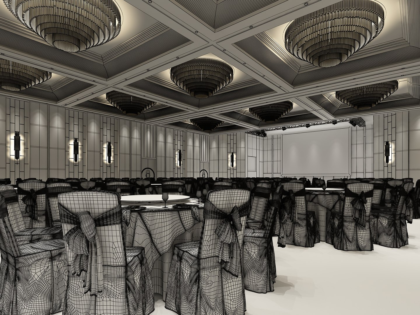 Hotel Banquet Hall 3D Model - TurboSquid 2395576