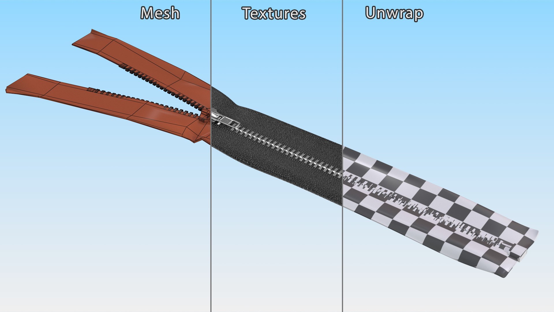 Open Zipper 3D Model - TurboSquid 2116307