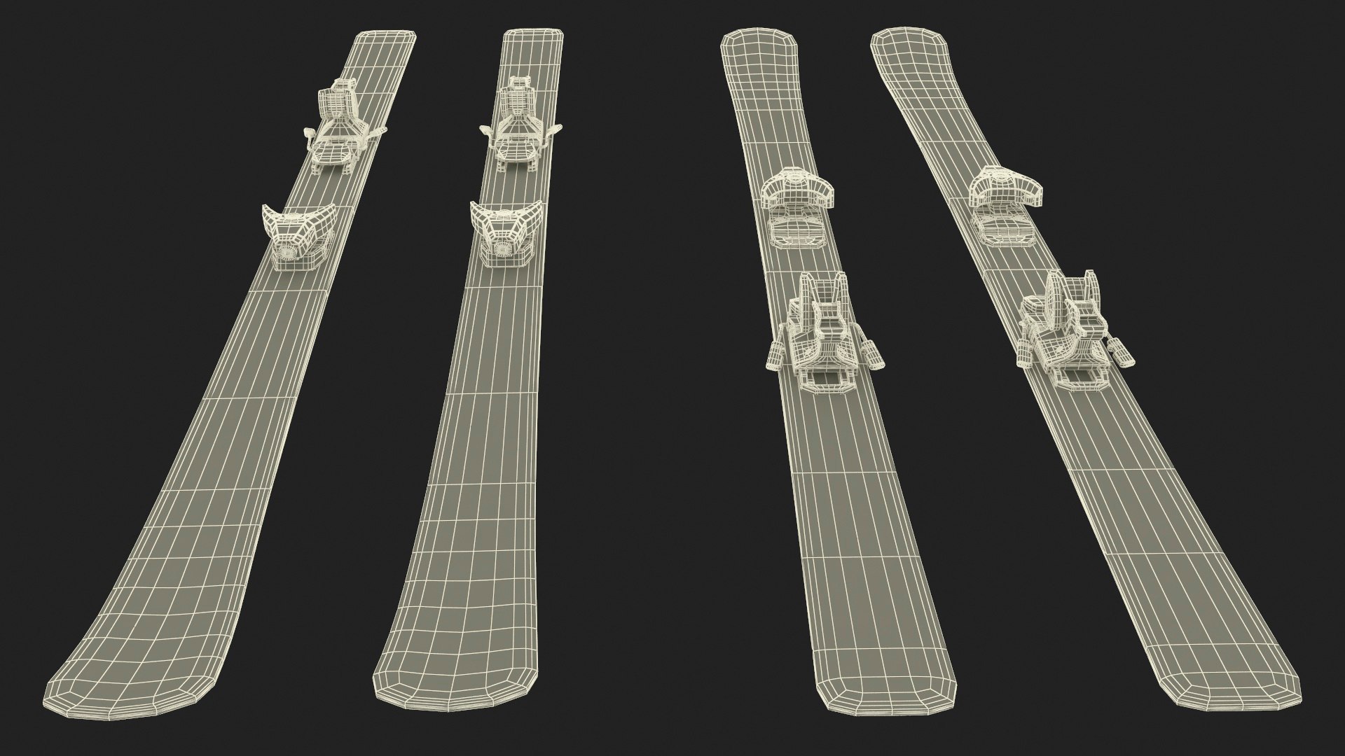 3D Snow Skis With Bindings model - TurboSquid 2177407