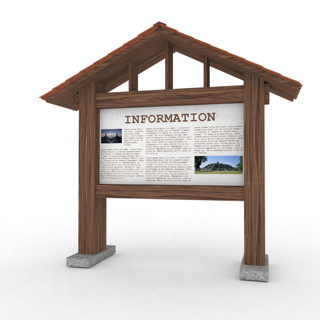 3D Wooden Information Signage Stand - TurboSquid 2234292
