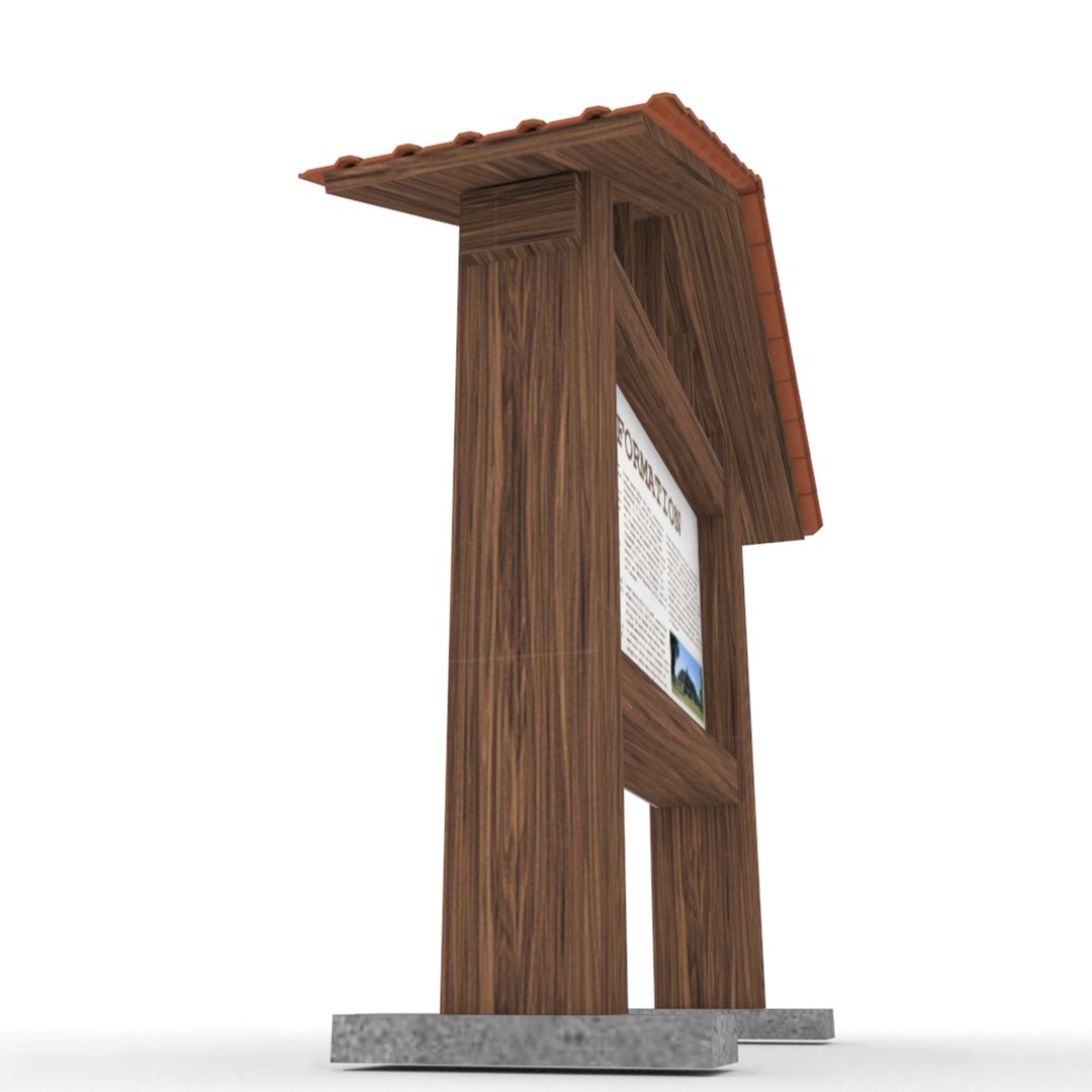 3D Wooden Information Signage Stand - TurboSquid 2234292