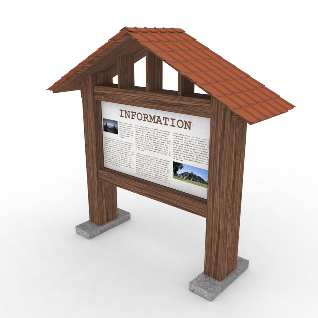 3D Wooden Information Signage Stand - TurboSquid 2234292