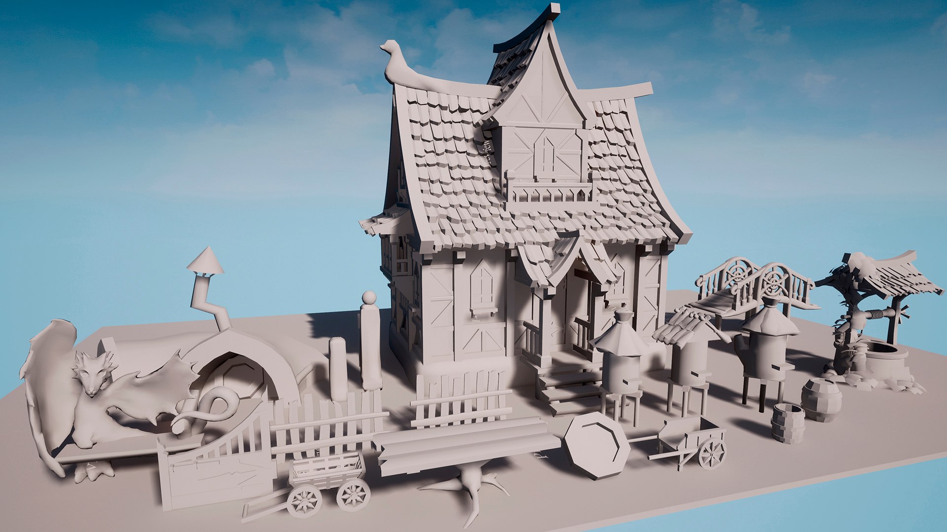 Stylized Medieval Garden 3D Model - TurboSquid 2164405