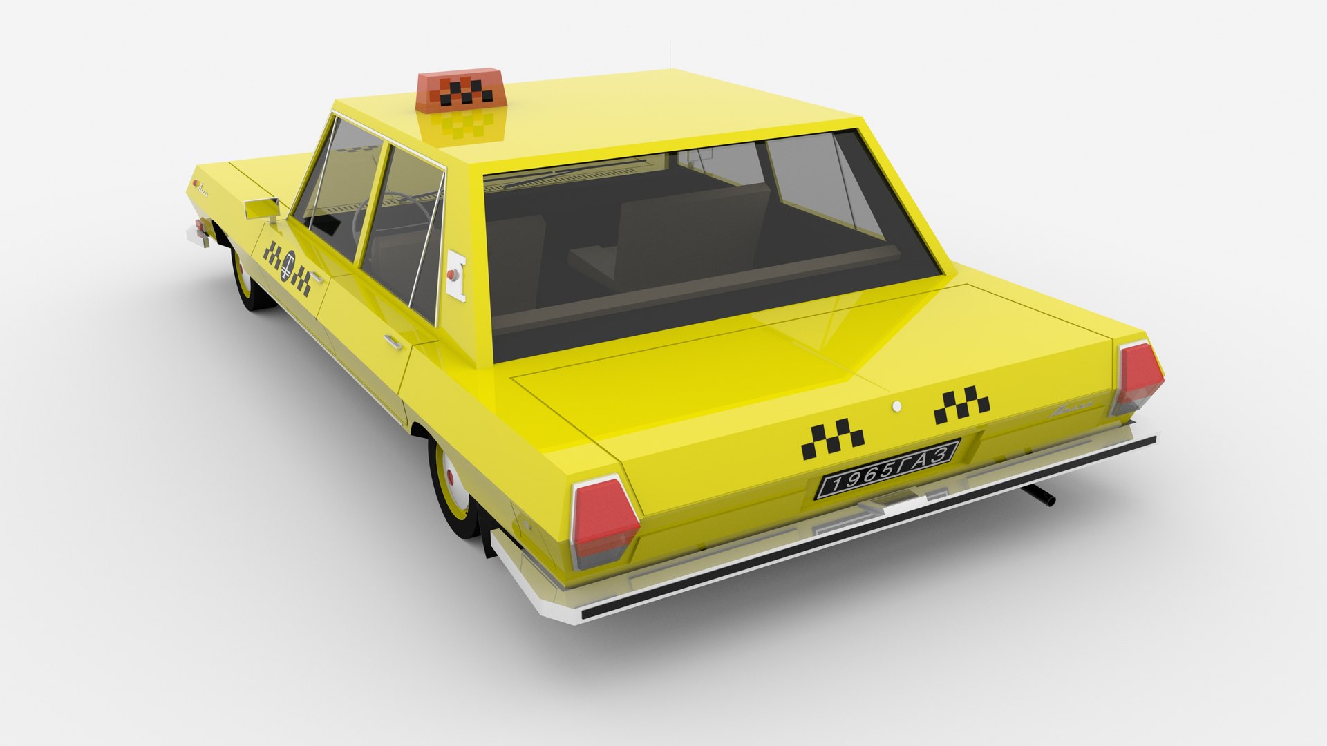 Cartoon Car Taxi GAZ 24 From USSR 3D Model - TurboSquid 1796646