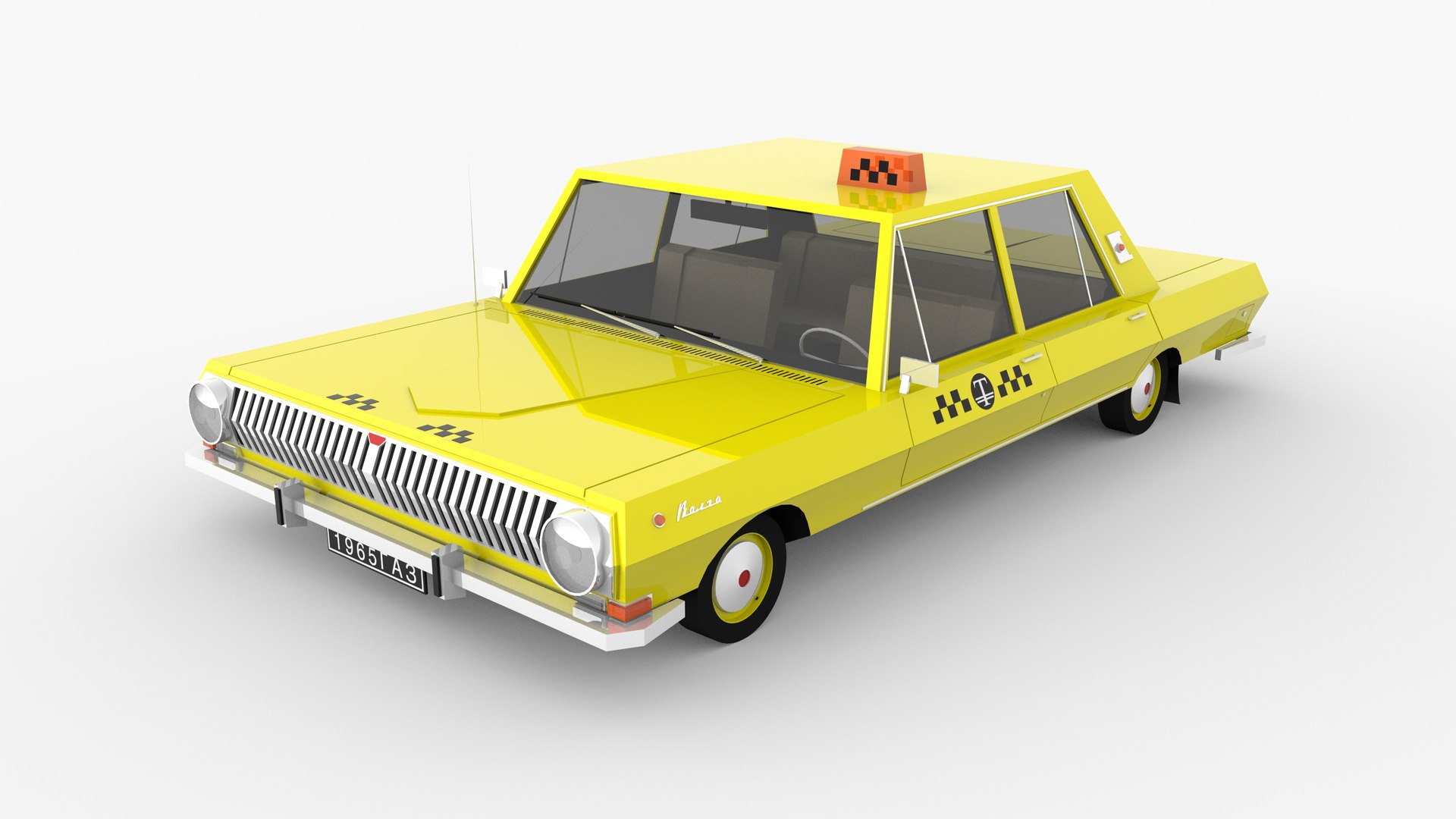 Cartoon Car Taxi GAZ 24 From USSR 3D Model - TurboSquid 1796646