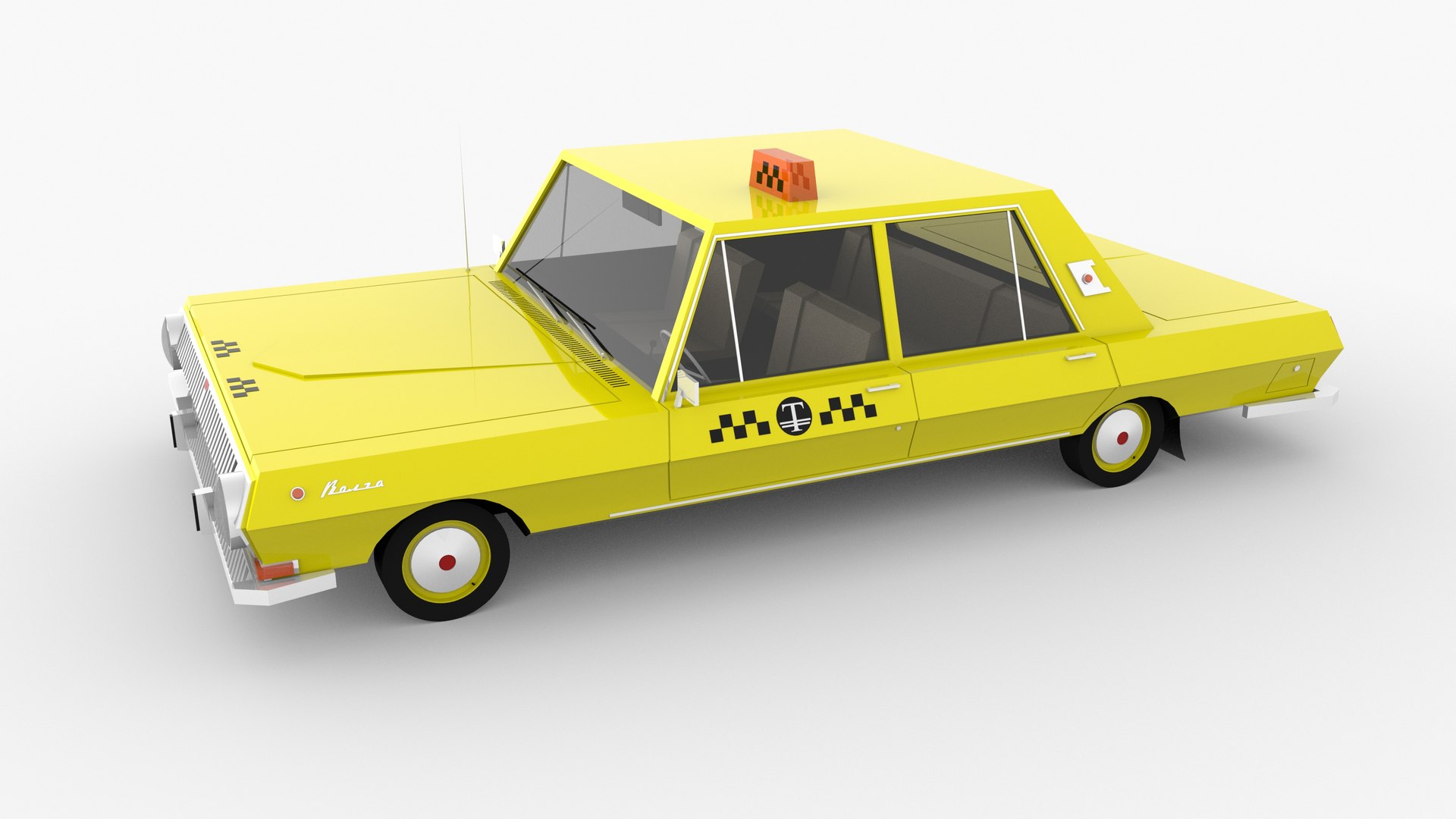 Cartoon Car Taxi GAZ 24 From USSR 3D Model - TurboSquid 1796646