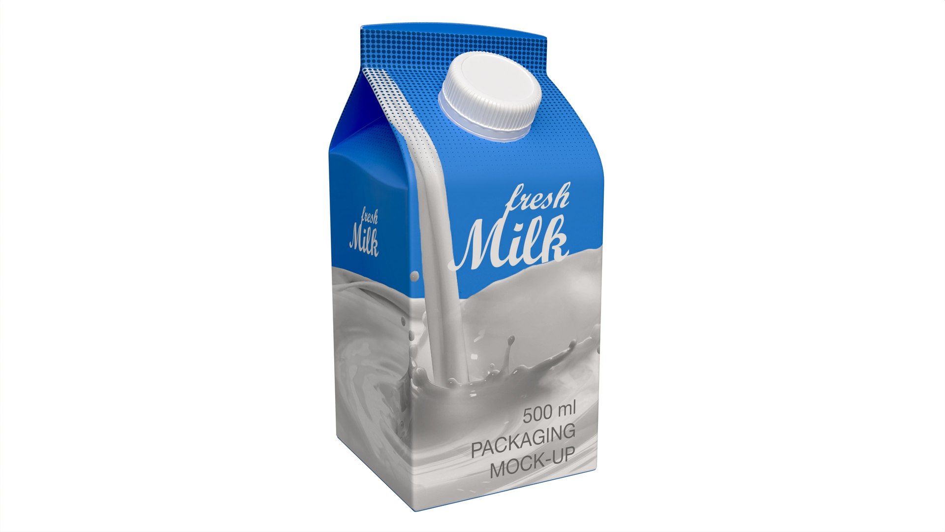 Milk Packaging Box With Cap 500 Ml Mockup 01 3D Model - TurboSquid 2142464