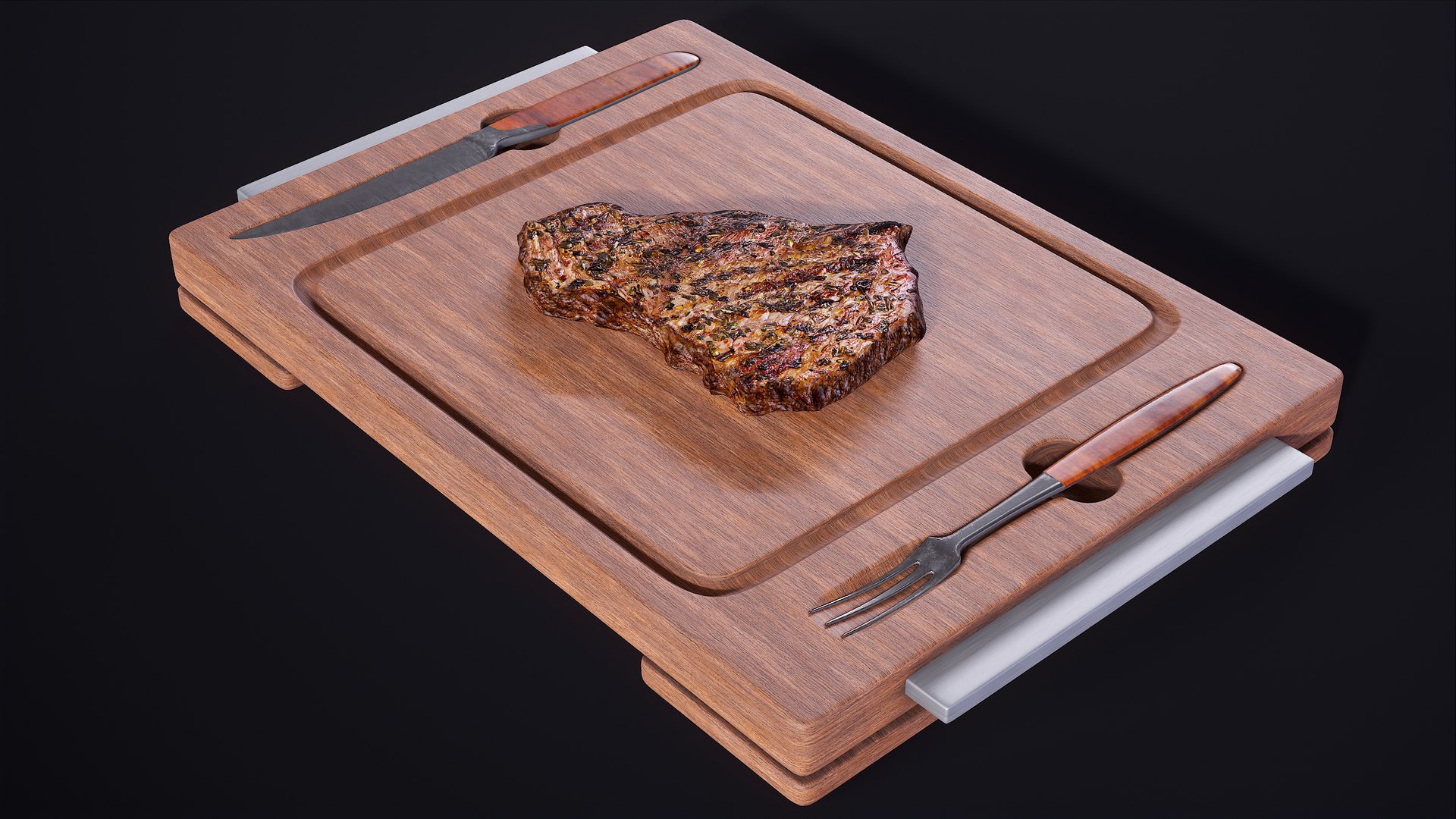 3D Cooked Steak On The Board PBR Model - TurboSquid 1848398