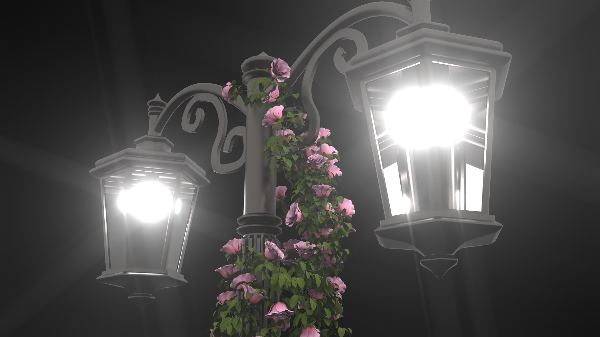 3D Lamp With Flowers - TurboSquid 1930832