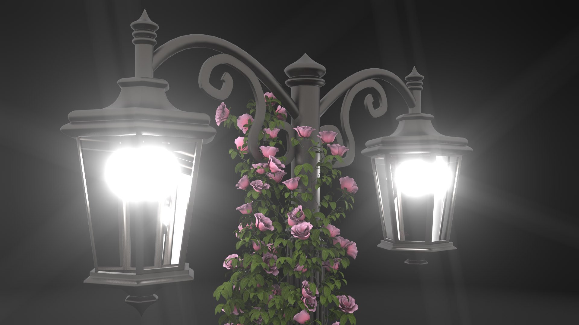 3D Lamp With Flowers - TurboSquid 1930832