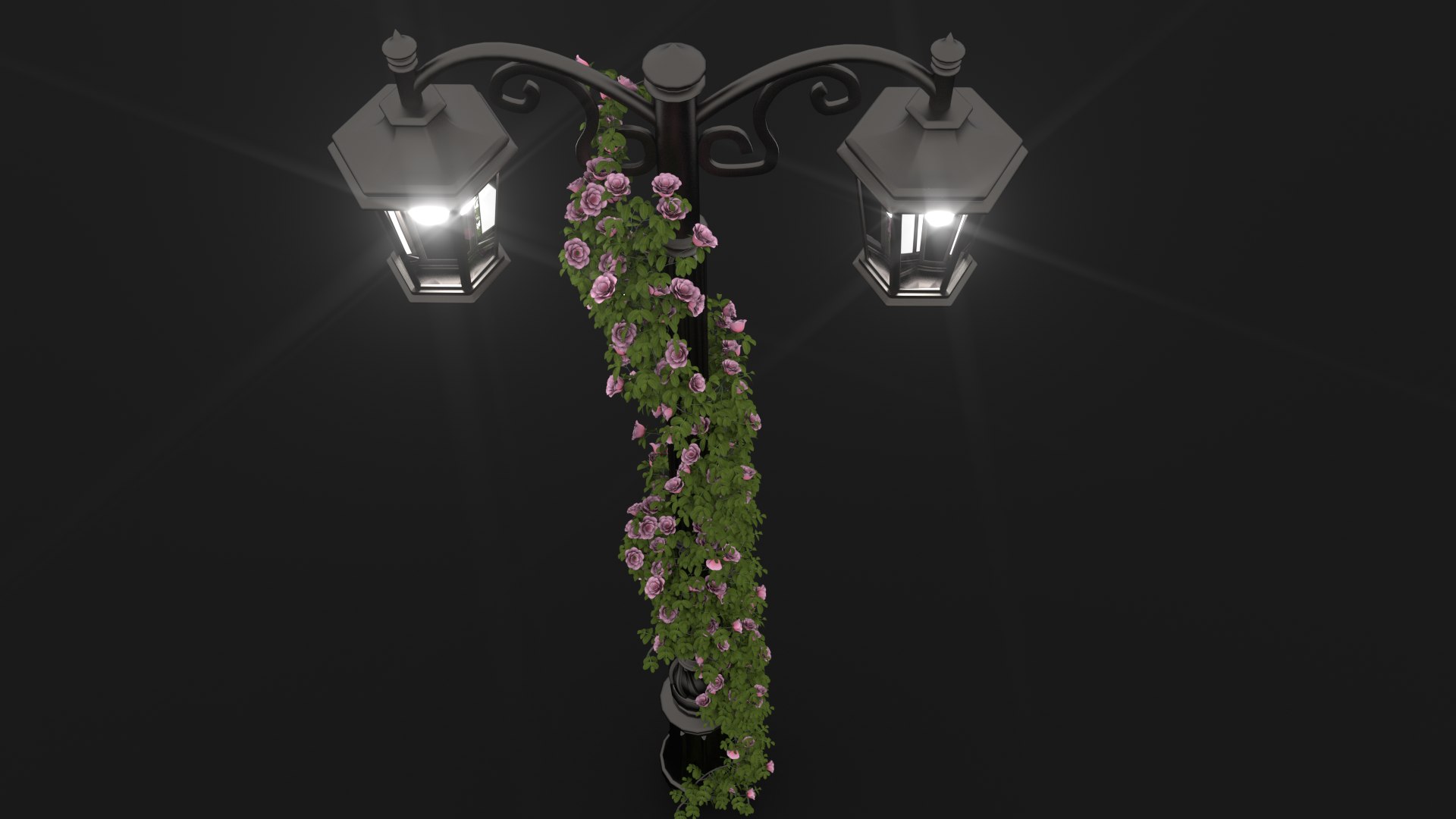 3D Lamp With Flowers - TurboSquid 1930832