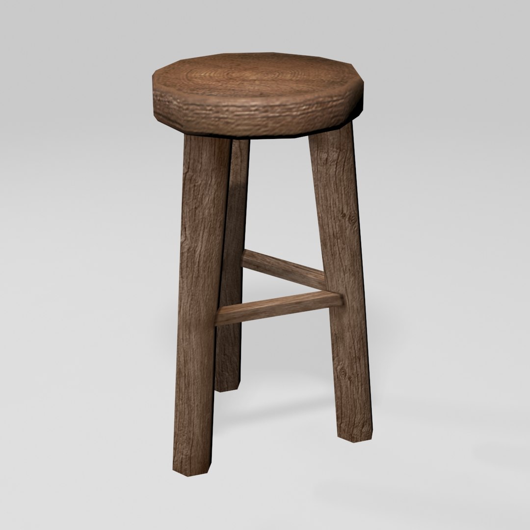 wooden stool 3d model