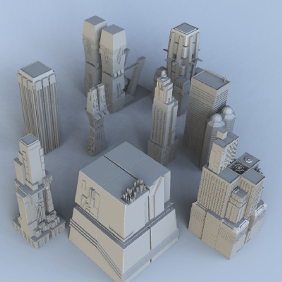 3d 3ds Science Fiction Building Set