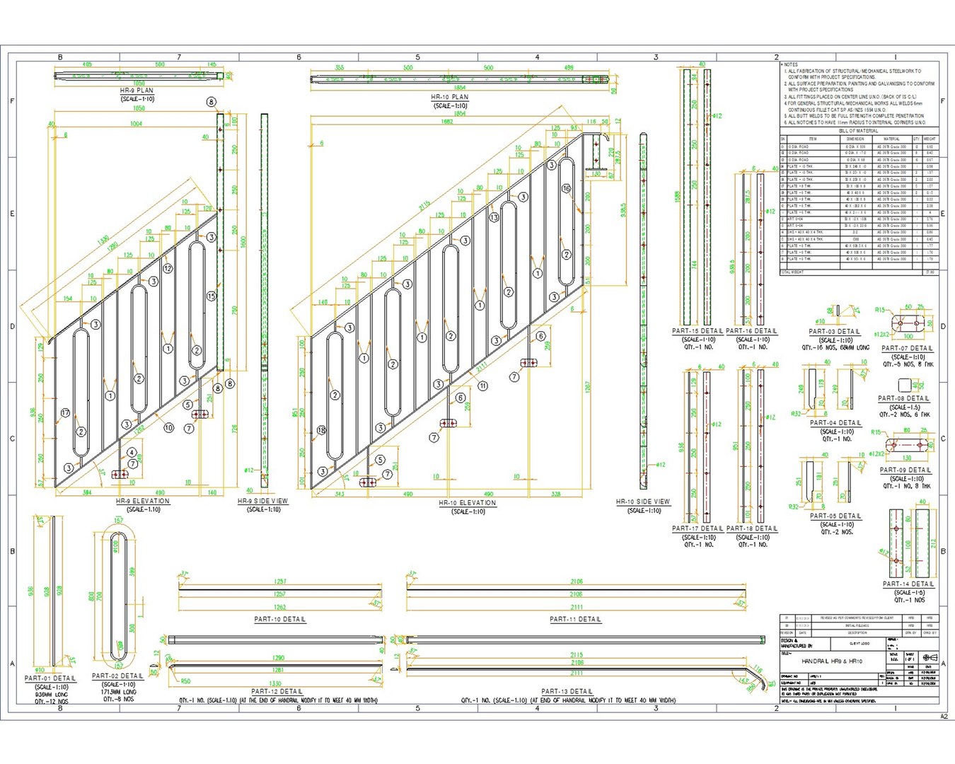 Steel Handrail Fabrication Drawing 3D 3D Model - TurboSquid 2287895