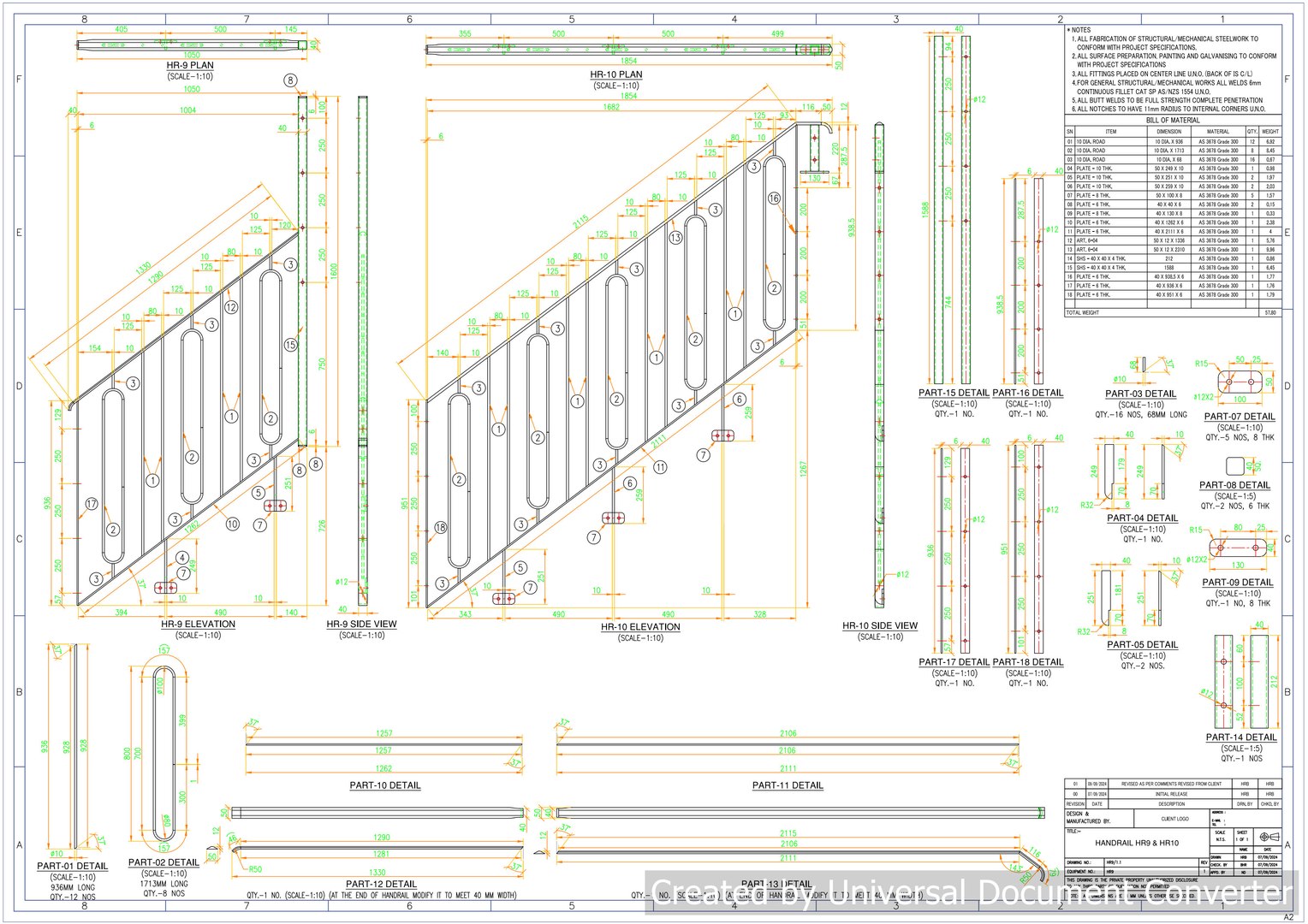Steel Handrail Fabrication Drawing 3D 3D Model - TurboSquid 2287895