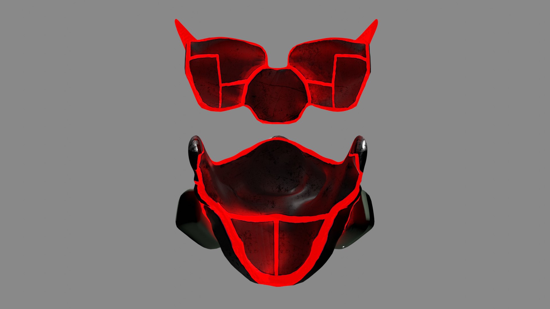 3D Red-White Cyberpunk Oni-mask - TurboSquid 2158590