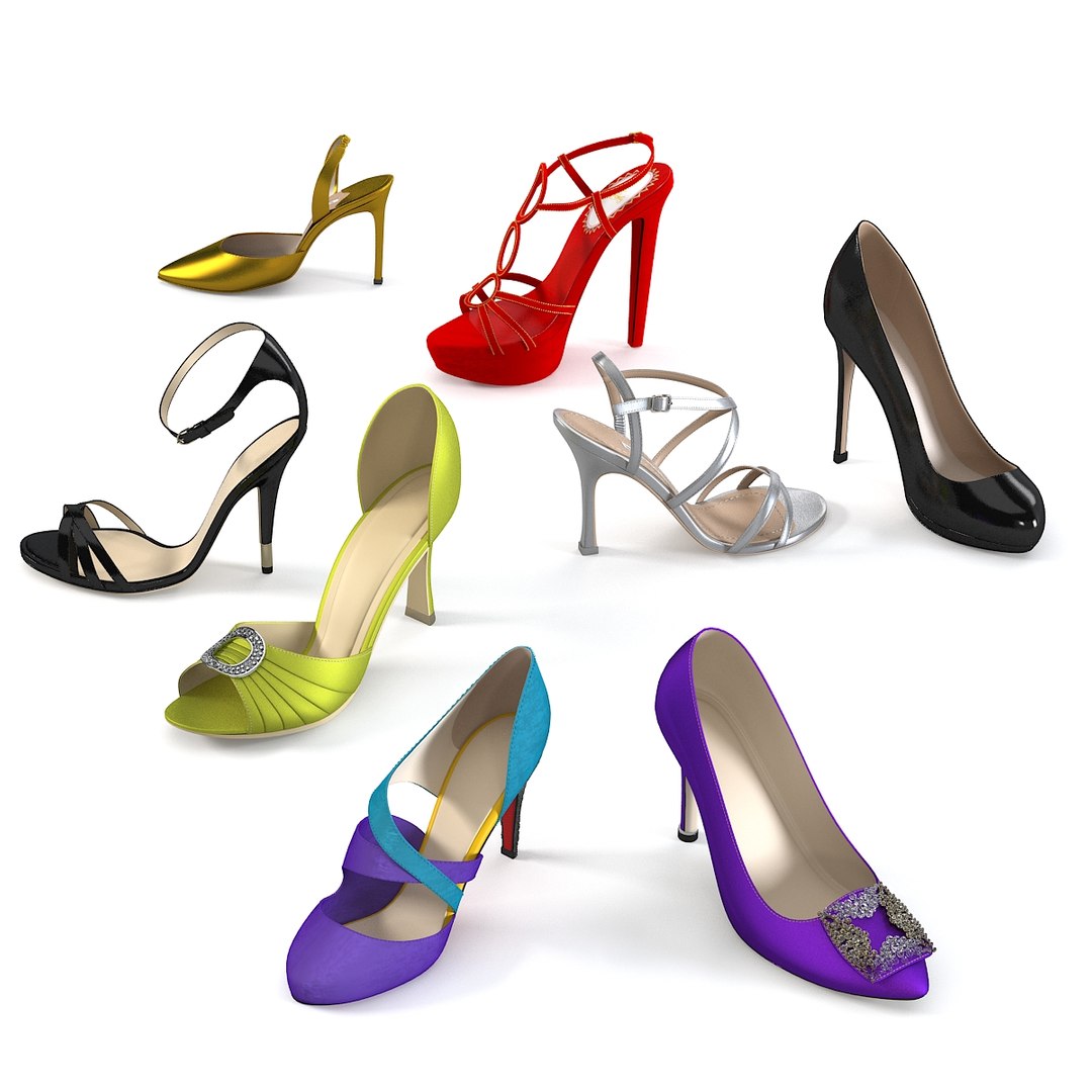 Shoes Set Lady 3d Model
