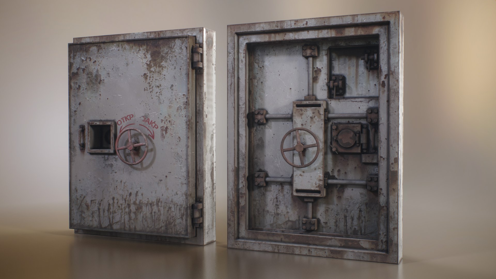 3D Bunker Door Pbr Lowpoly Bunker Gate 08 Low-poly 3D Model Model ...