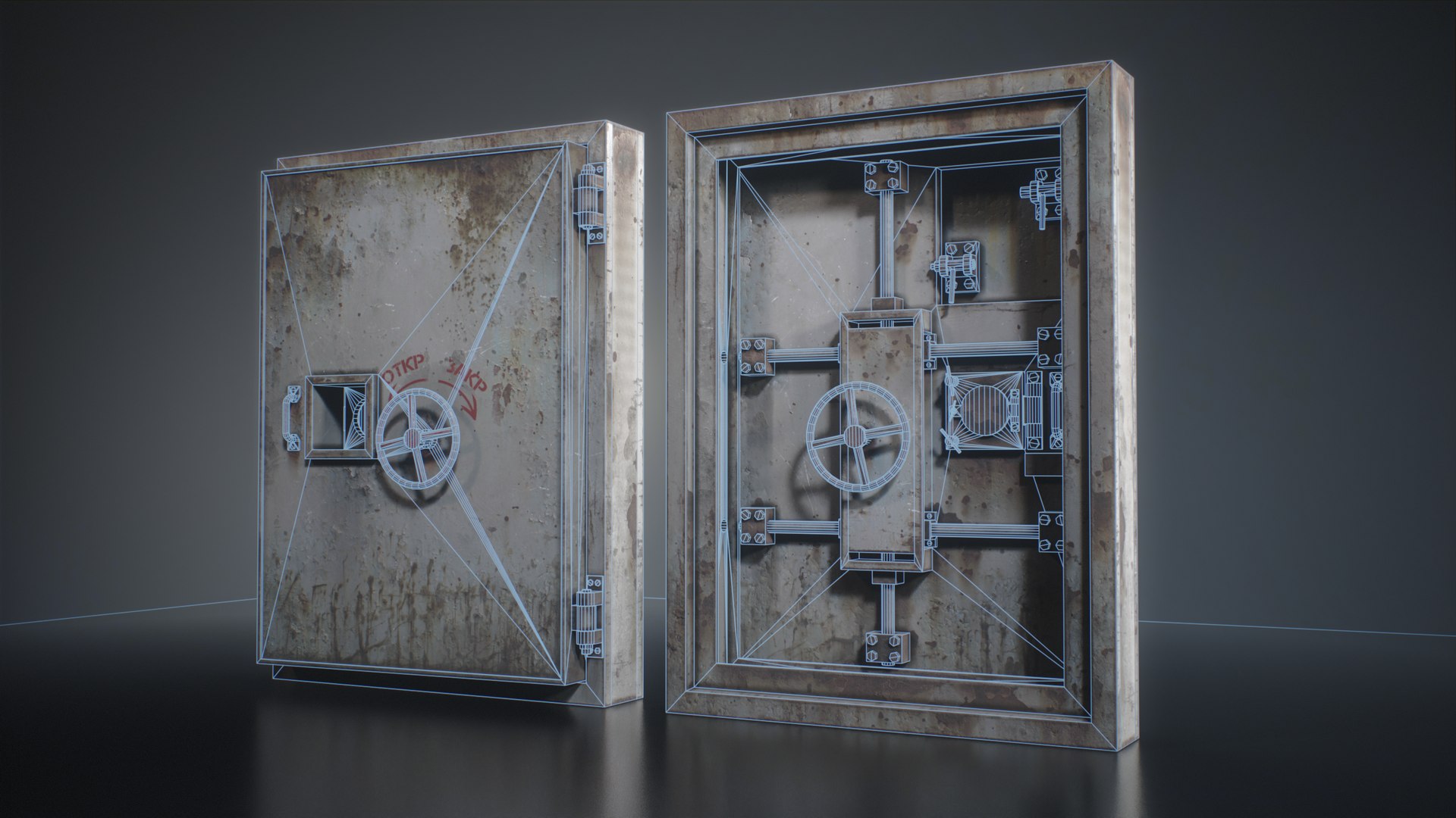 3D Bunker Door Pbr Lowpoly Bunker Gate 08 Low-poly 3D Model Model ...