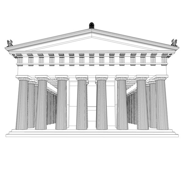 doric order greek temple 3d obj