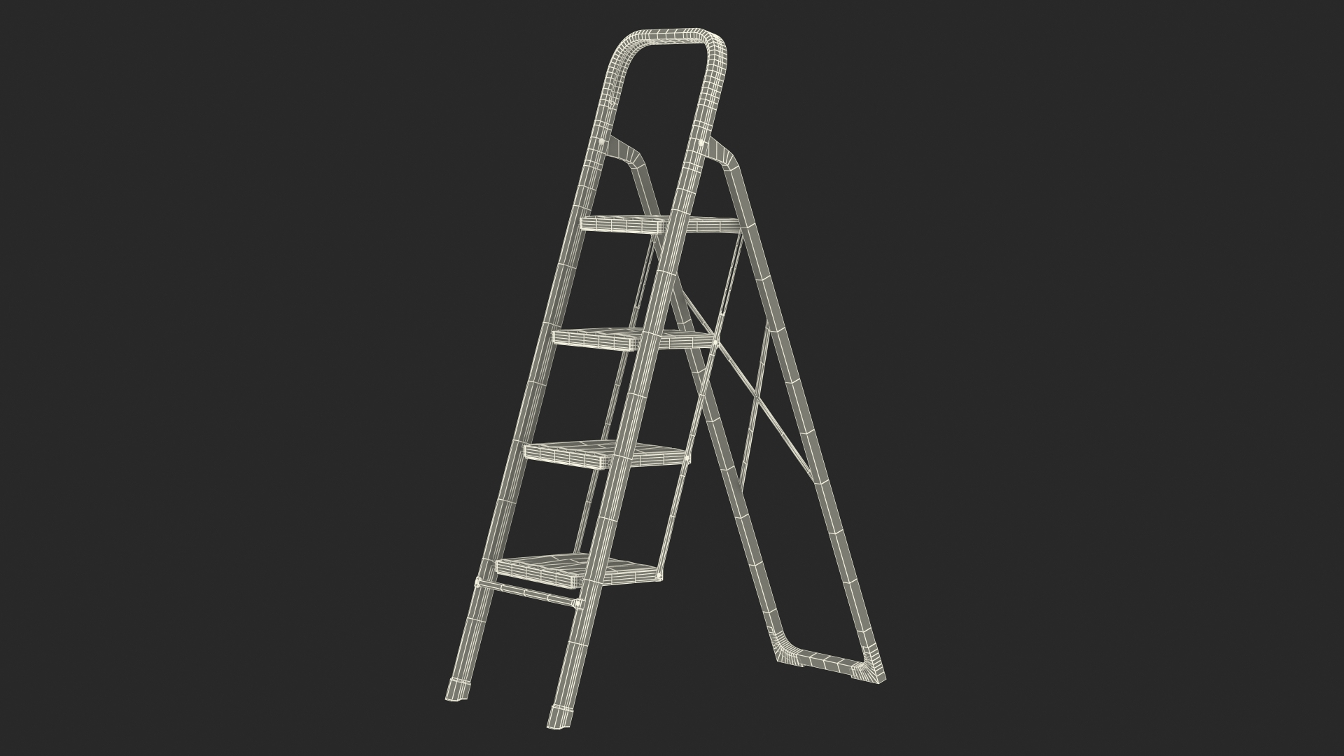 4 Step Folding Aluminium Household Ladder Rigged 3D - TurboSquid 2153065