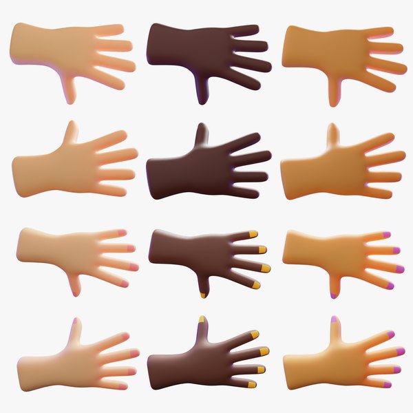 3d model of cartoon rigged hand