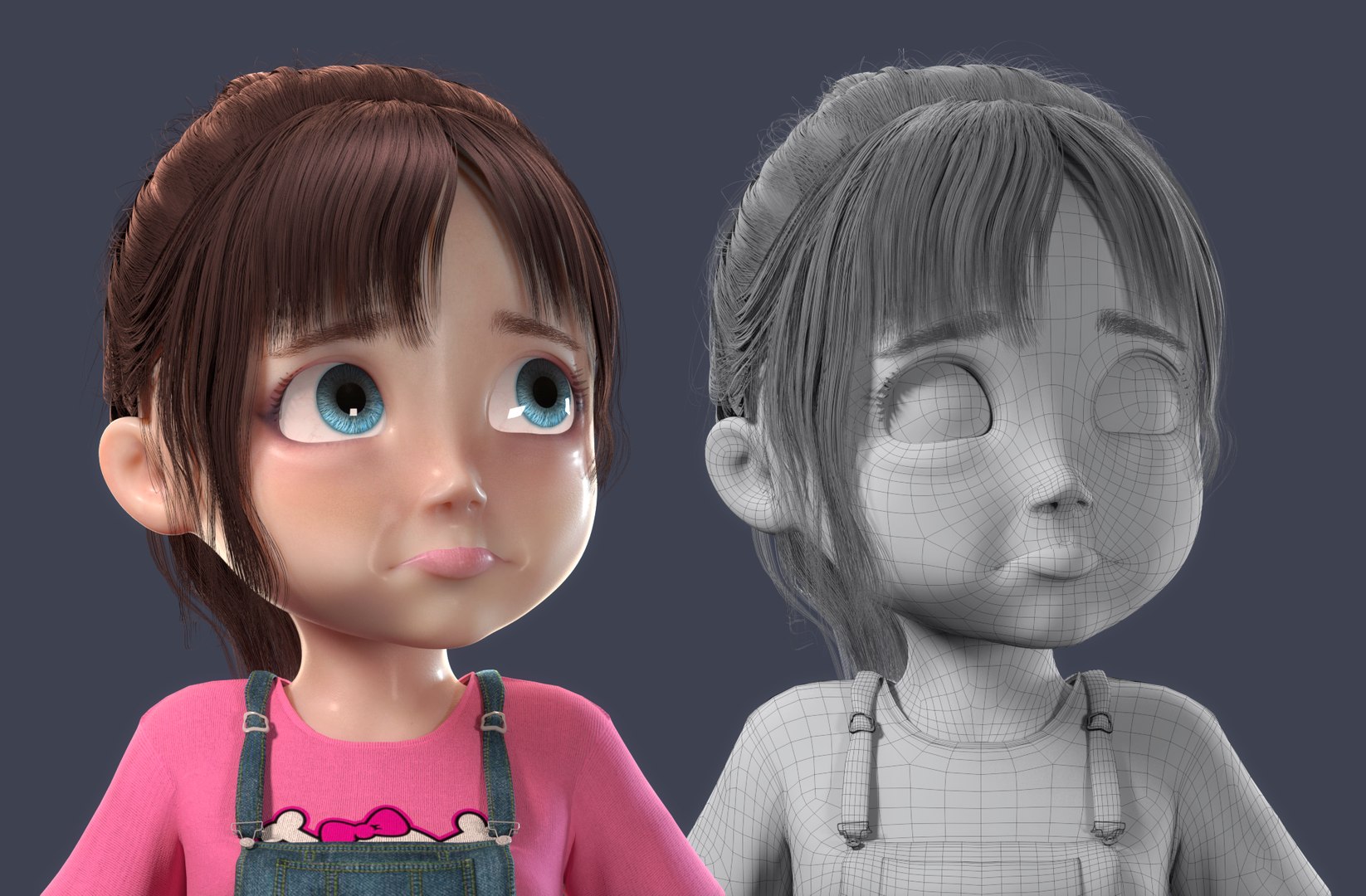 Cartoon Young Girl With Binding Model - TurboSquid 1833706