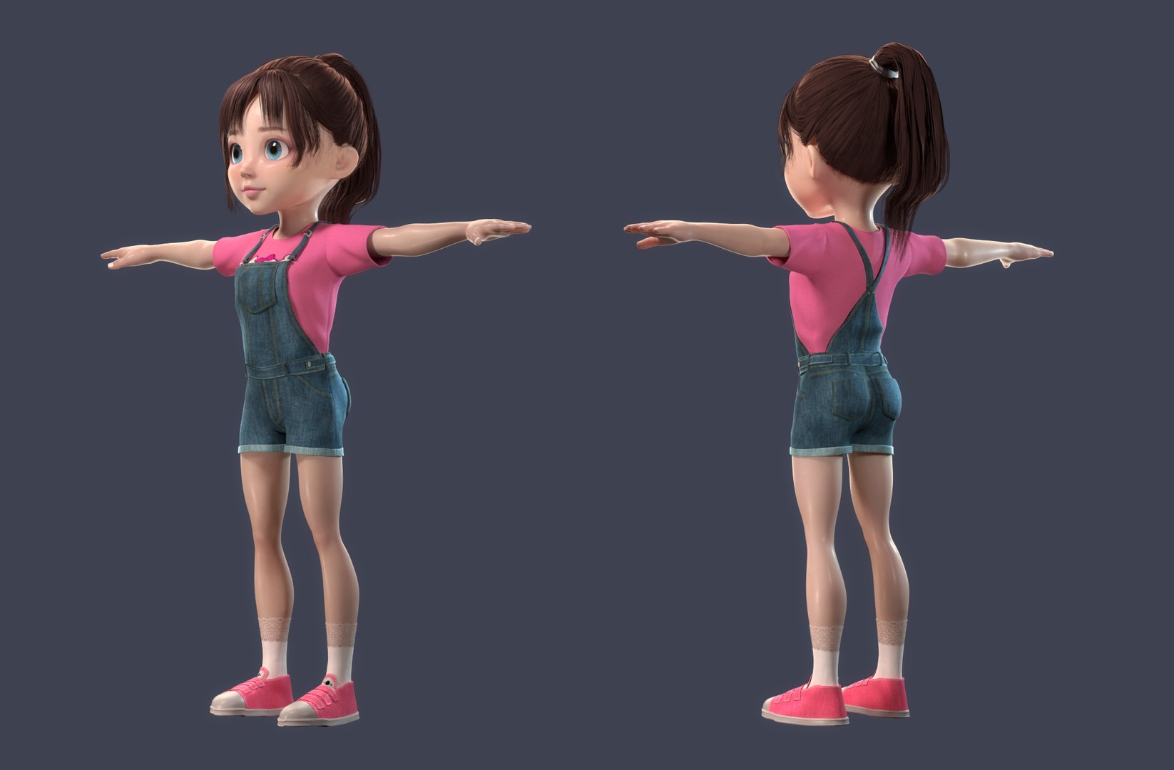 Cartoon Young Girl With Binding Model - TurboSquid 1833706